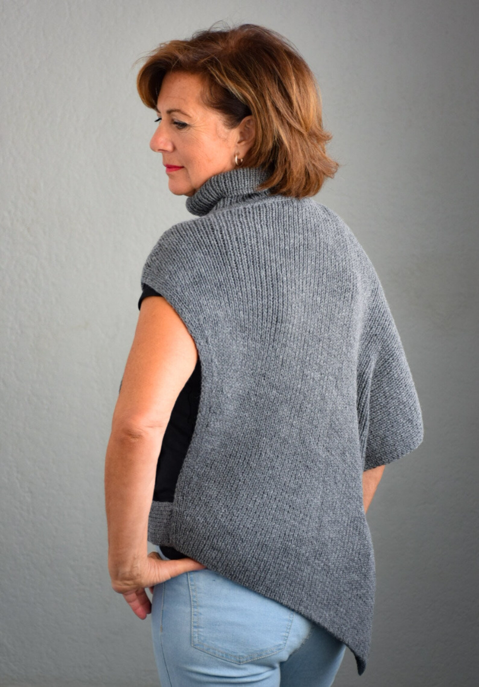 Knitted Vest Women Wool Vest High Neck Vest Hand Knitted - Etsy