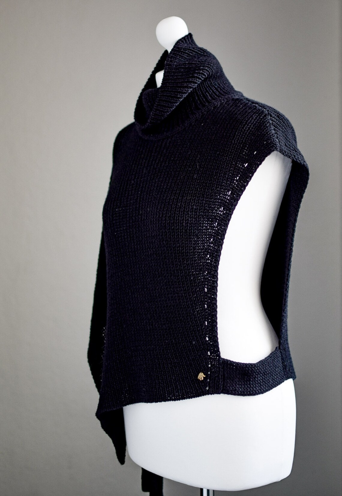 Knitted Vest Women Wool Vest High Neck Vest Hand Knitted | Etsy