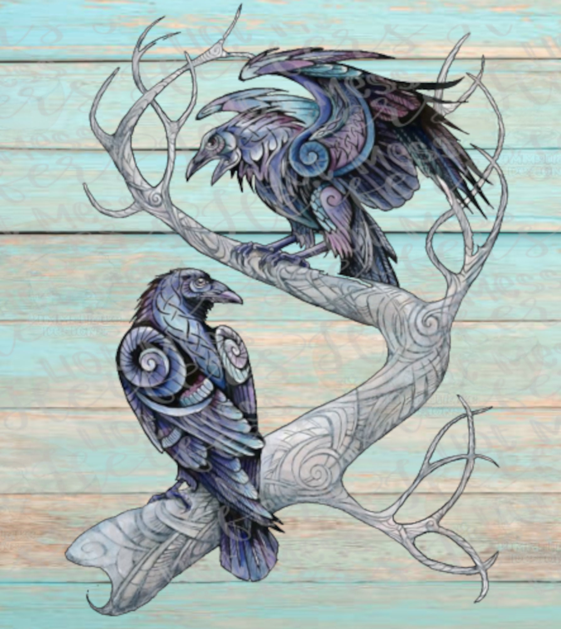 Huginn and Muninn Raven PNG - Sublimation, Decal, Waterslide, Sticker ...