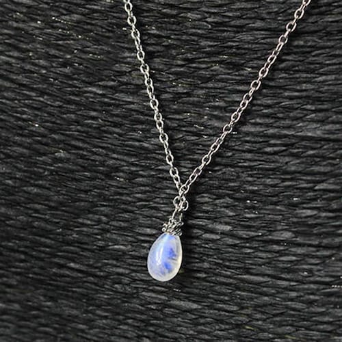Blue Moonstone Necklace Gemstone Jewelry Silver Gold Drop | Etsy