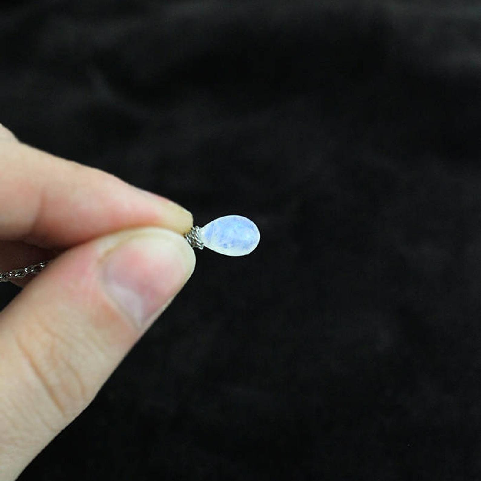 Blue Moonstone Necklace Gemstone Jewelry Silver Gold Drop - Etsy