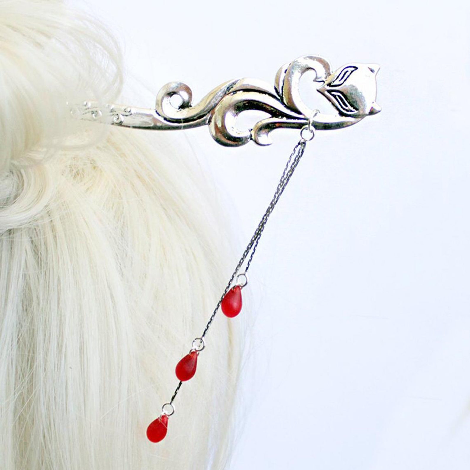 Red Hair Jewelry for Princess Gold Fox Hair Drop Silver Accessories for ...