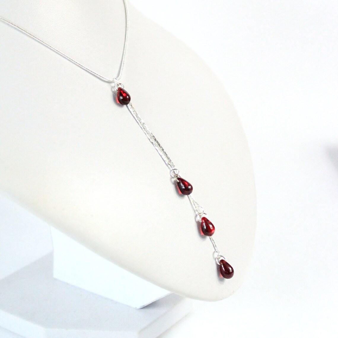 Ruby Red Necklace for Graduation Pink Silver Fashion | Etsy