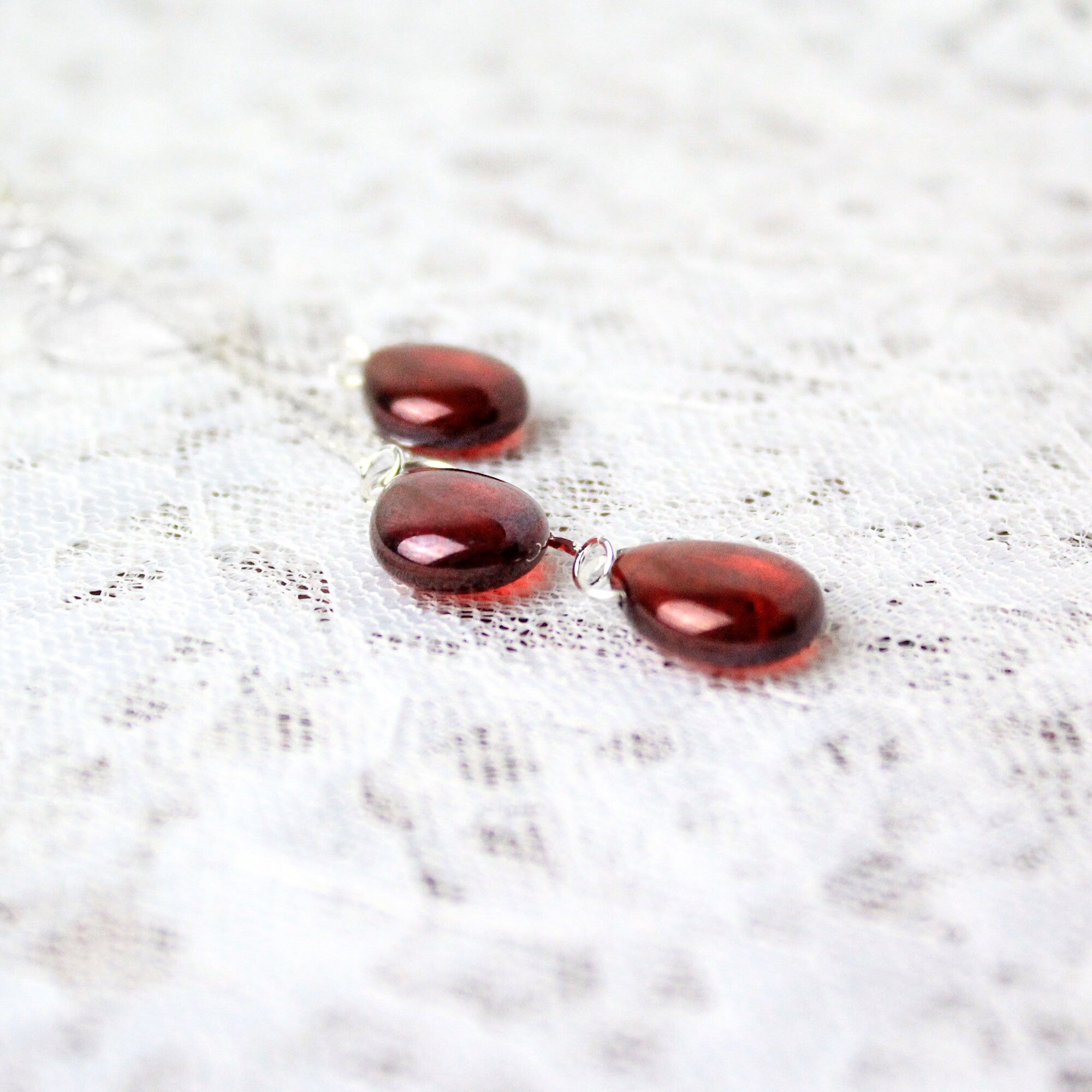 Red Party Necklace - Ruby Jewelry for Women Gift - Lariat Ring Silver ...