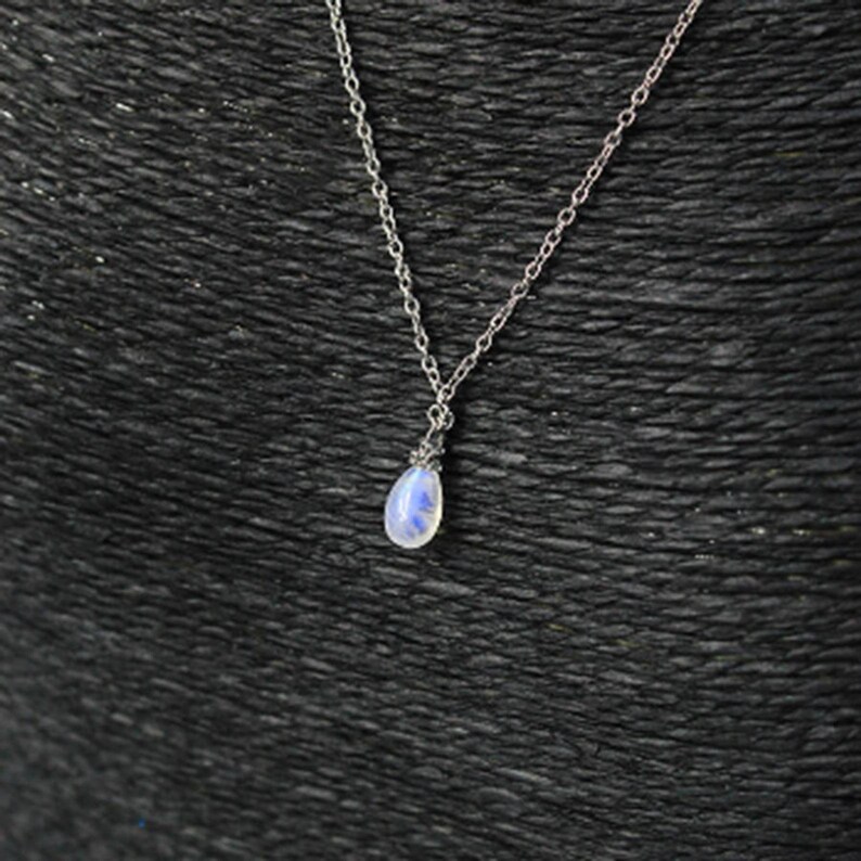 Blue Moonstone Necklace Gemstone Jewelry Silver Gold Drop - Etsy