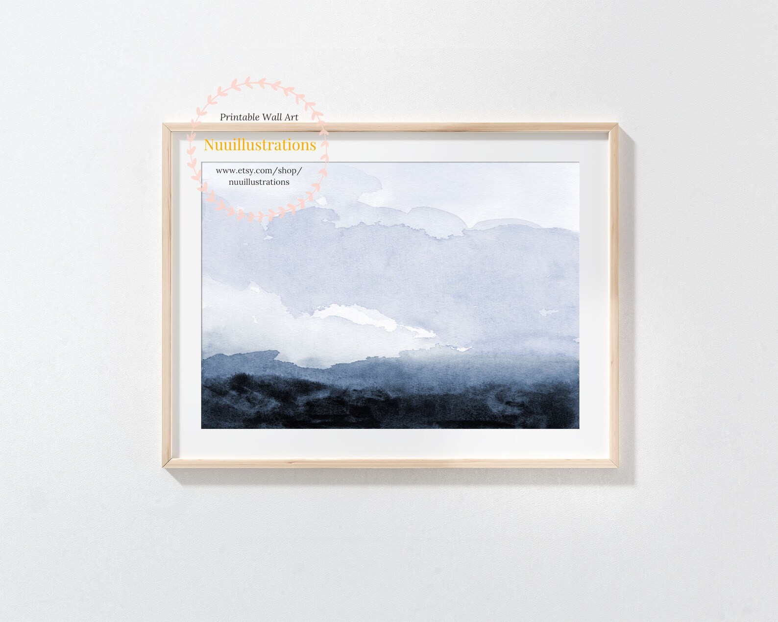 Abstract Watercolor Landscape Wall Art Indigo Blue Print - Etsy