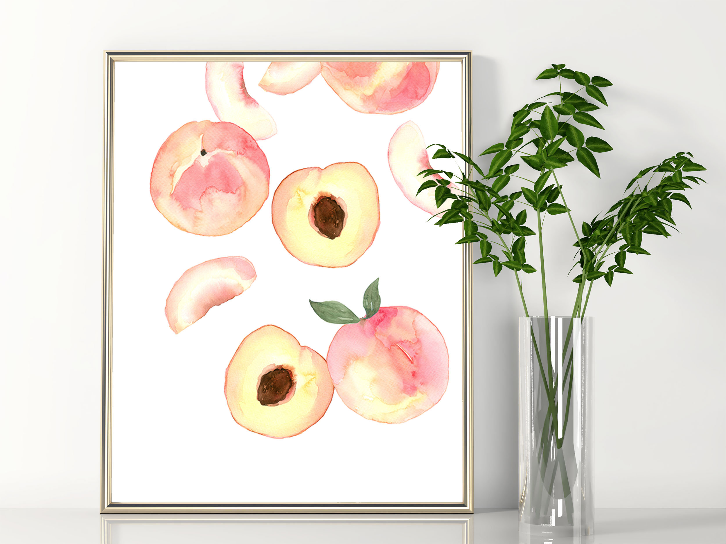 Fruit Print Peach Printable Wall Art Instant Download DIY | Etsy