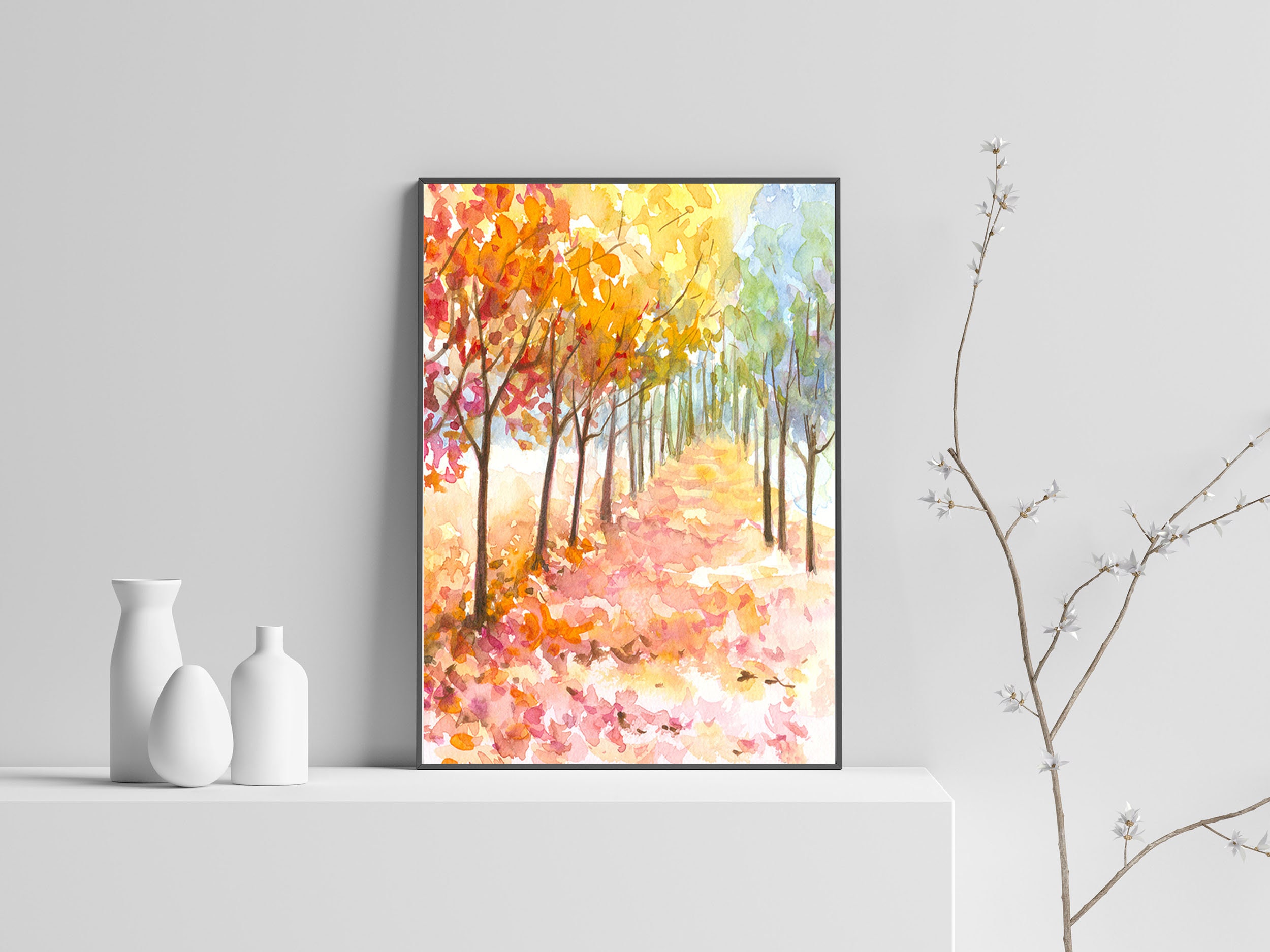 Autumn Tree Landscape Wall Art Print Instant Download Fall - Etsy