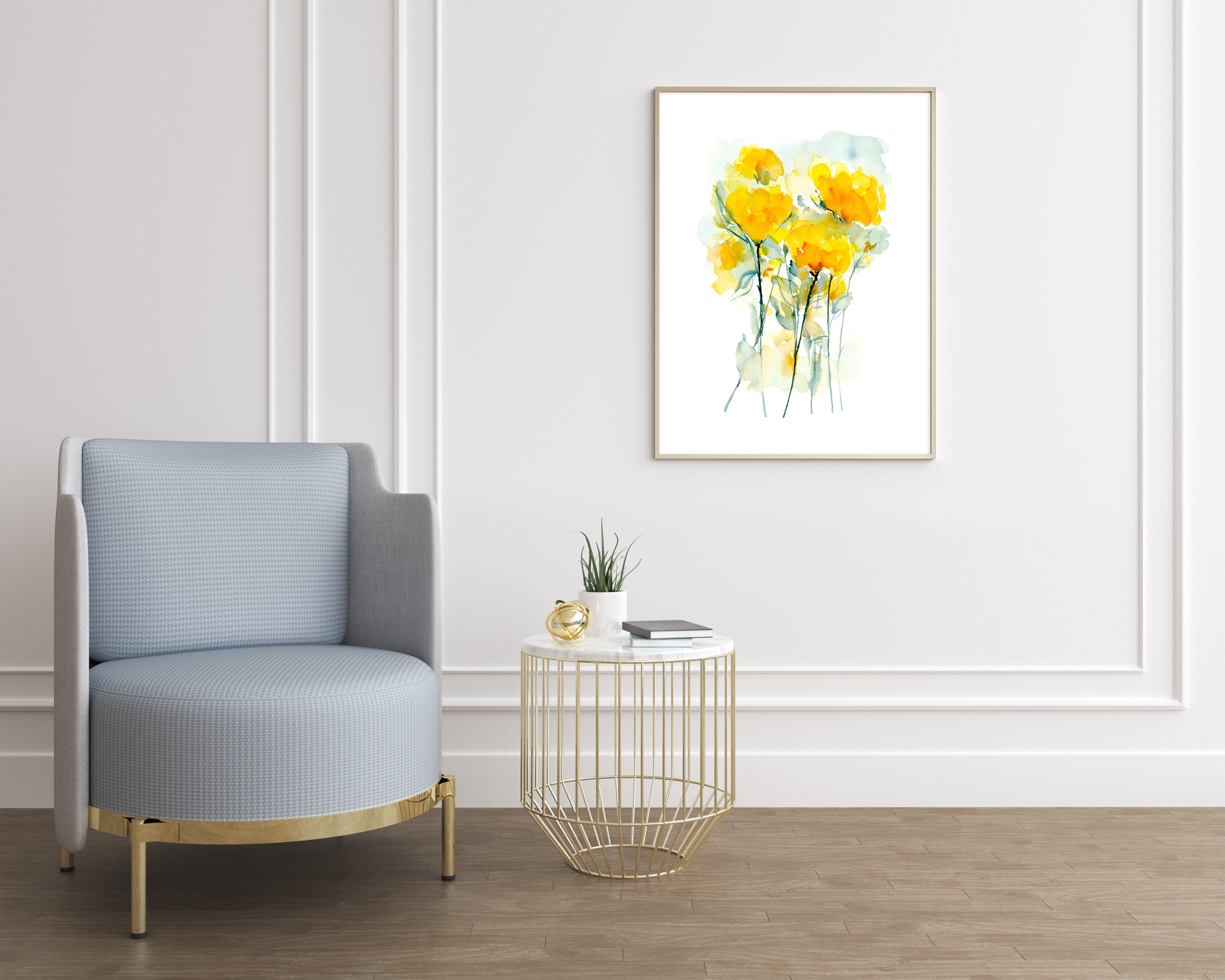 Abstract Yellow Flower Print Instant Download Wall Art DIY - Etsy