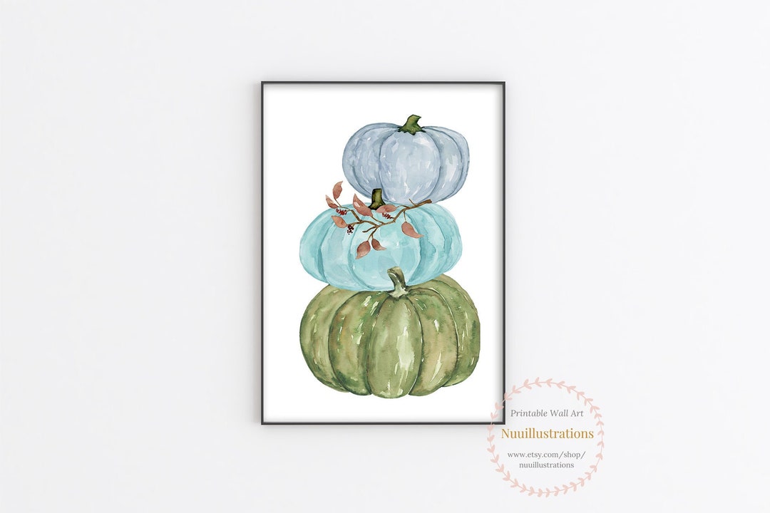 Pumpkin Printable Wall Art, Fall Autumn Halloween Thanksgiving Kitchen ...