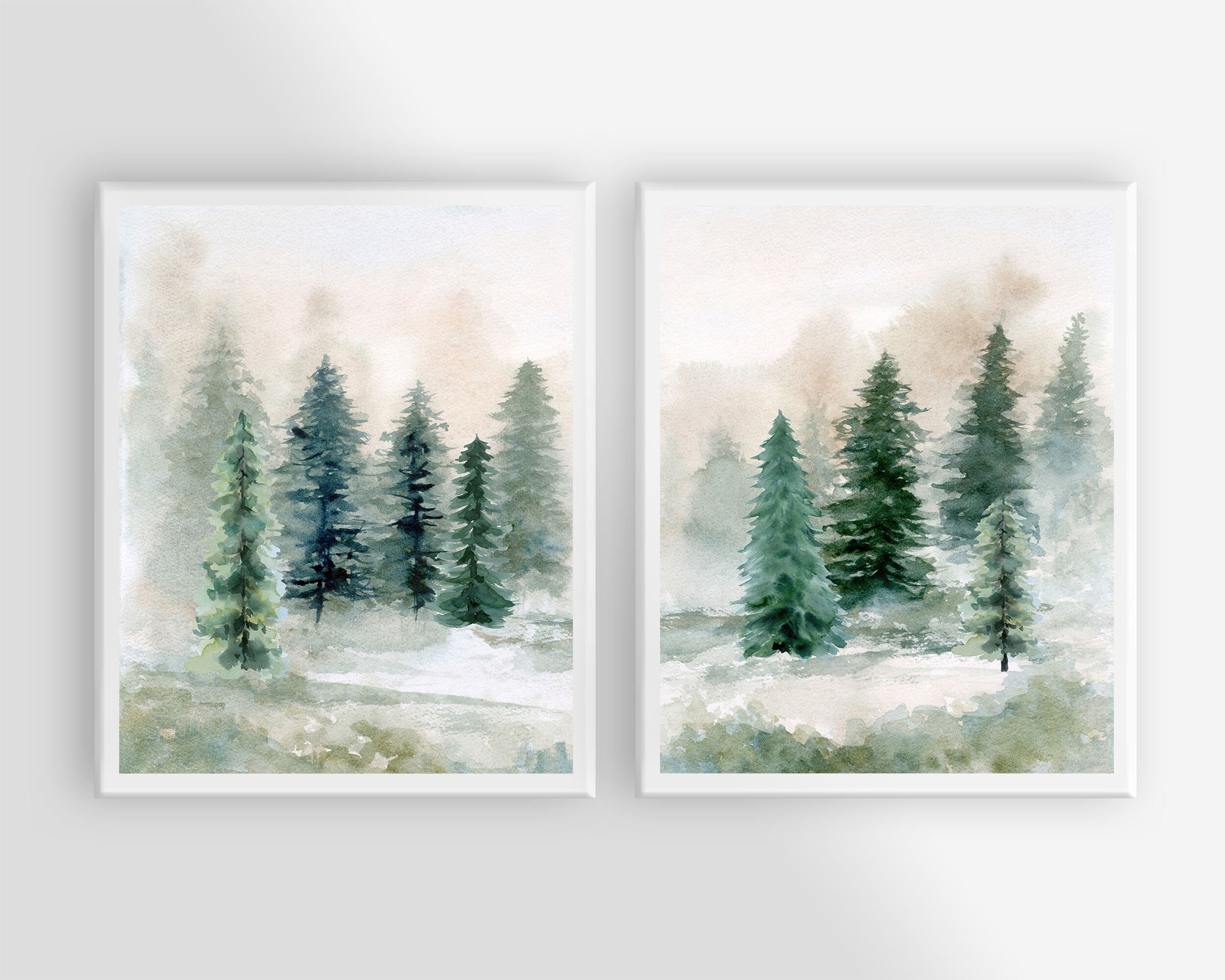 Pine Tree Print Set of 2 Printable Wall Art Instant Download - Etsy