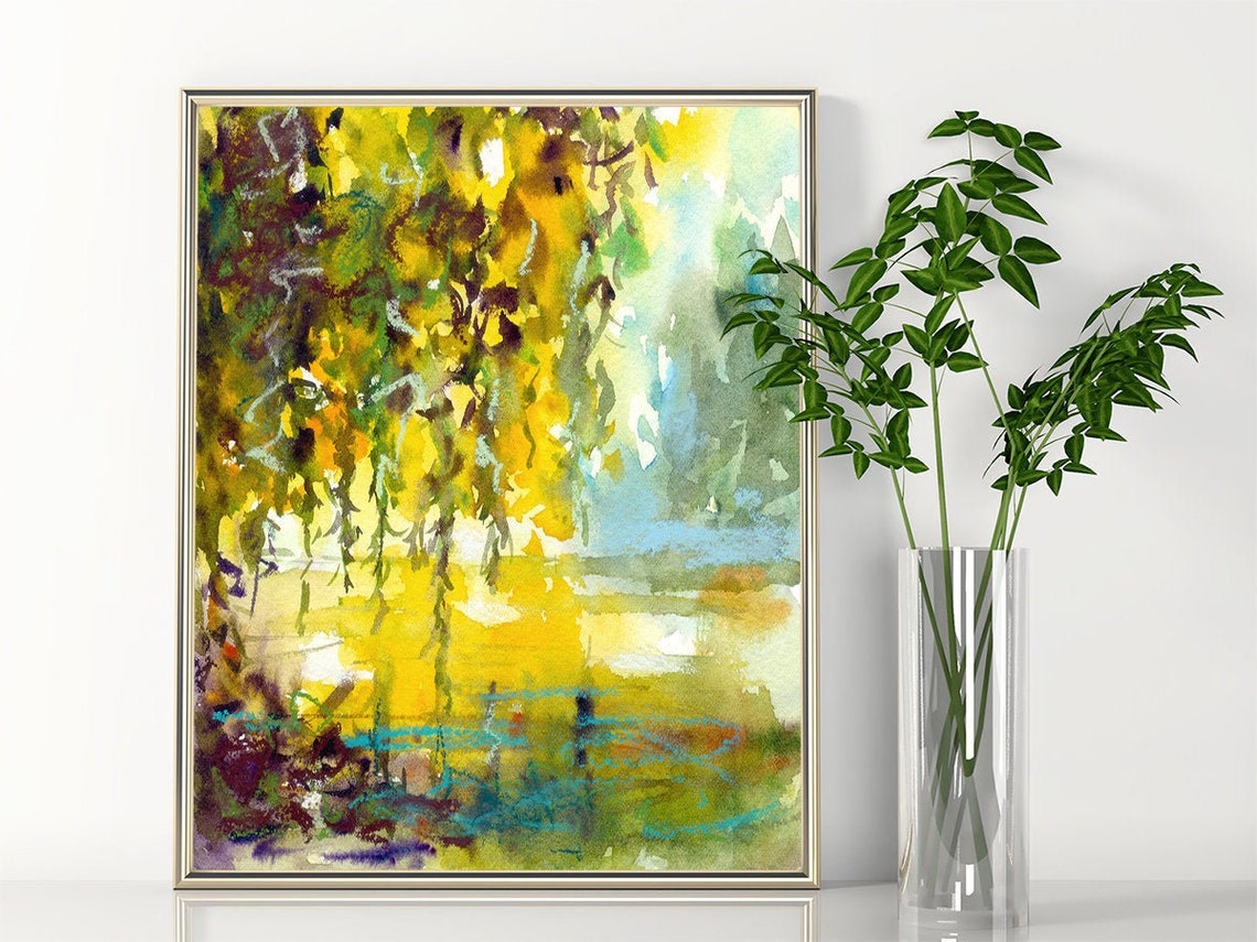 Green Abstract Landscape Print Instant Download DIY Printable - Etsy