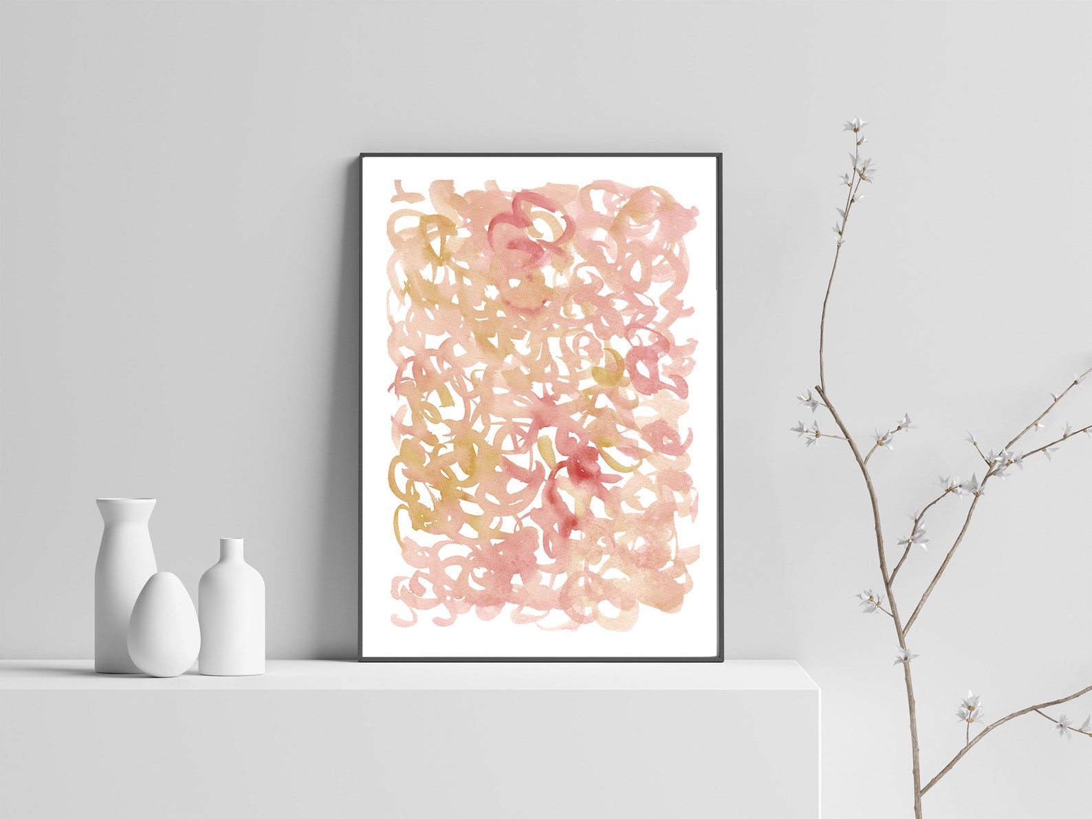 Abstract Blush Print Watercolor Brush Strokes Printable Wall - Etsy