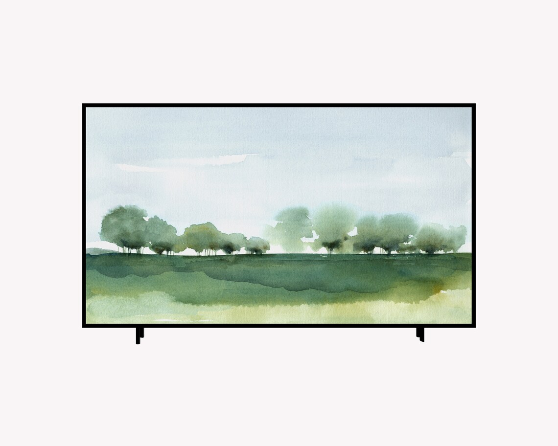 Frame TV Art Watercolor Landscape Green Tree Landscape - Etsy