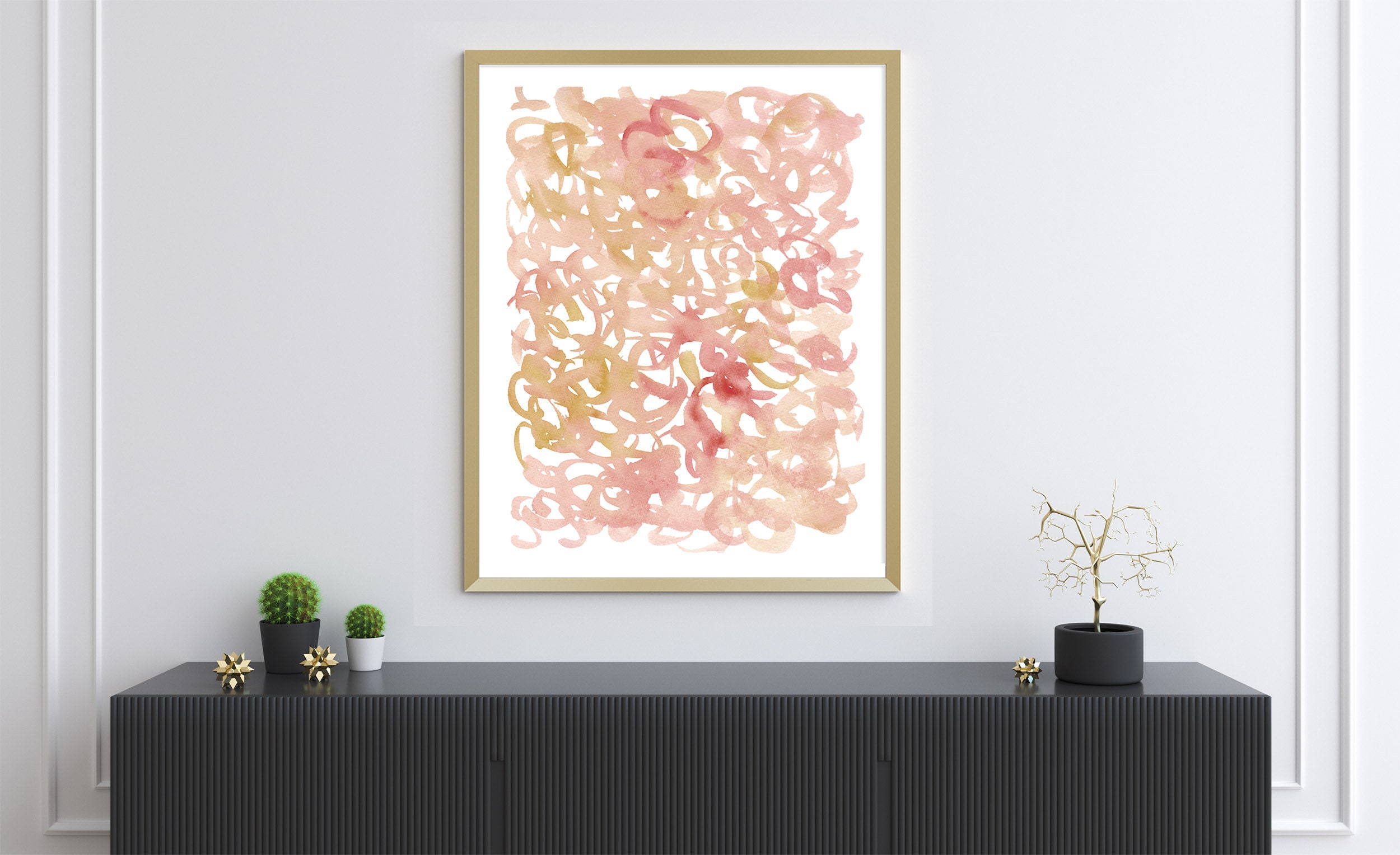 Abstract Blush Print Watercolor Brush Strokes Printable Wall - Etsy