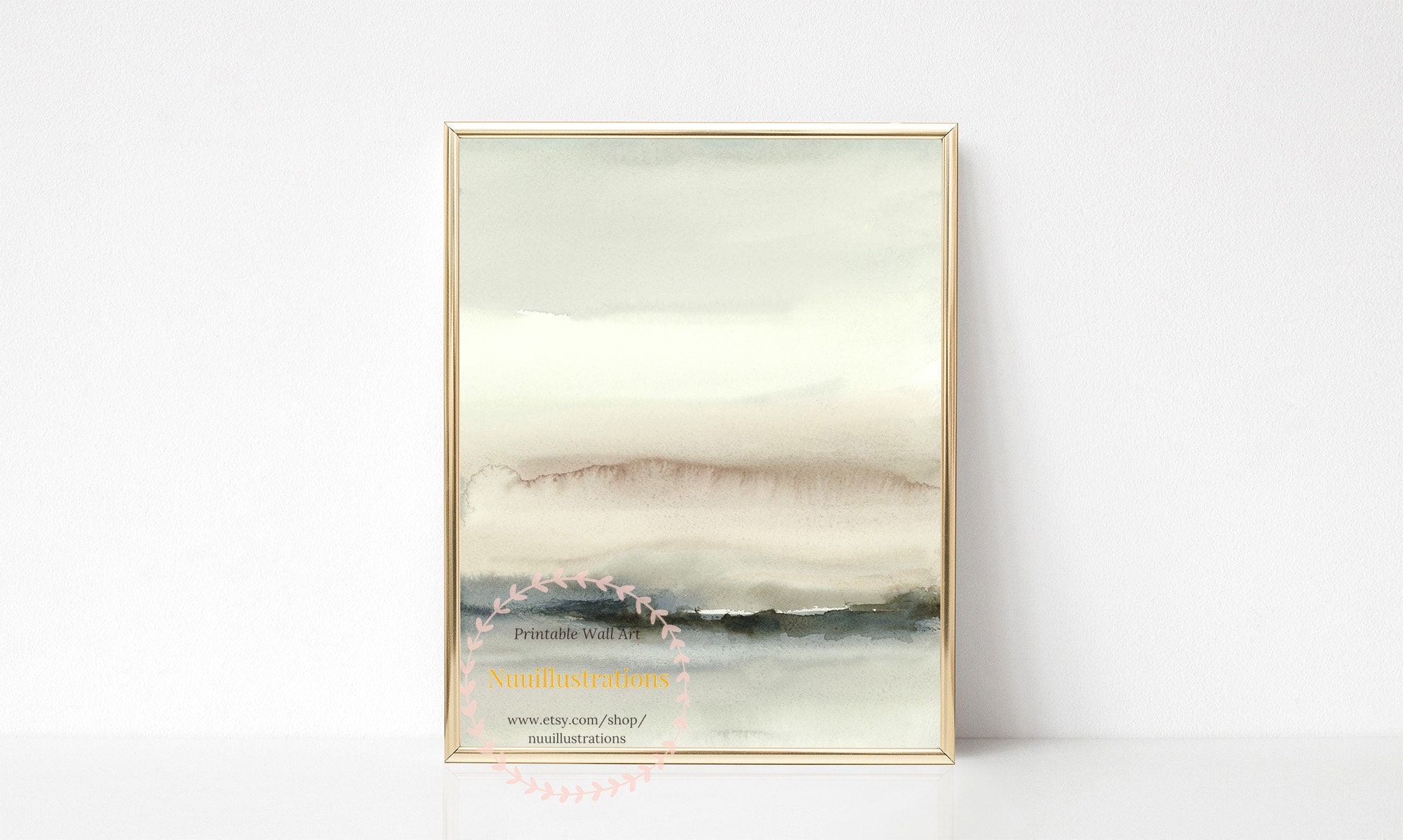Neutral Abstract Landscape Print Watercolor Printable Wall Art | Etsy