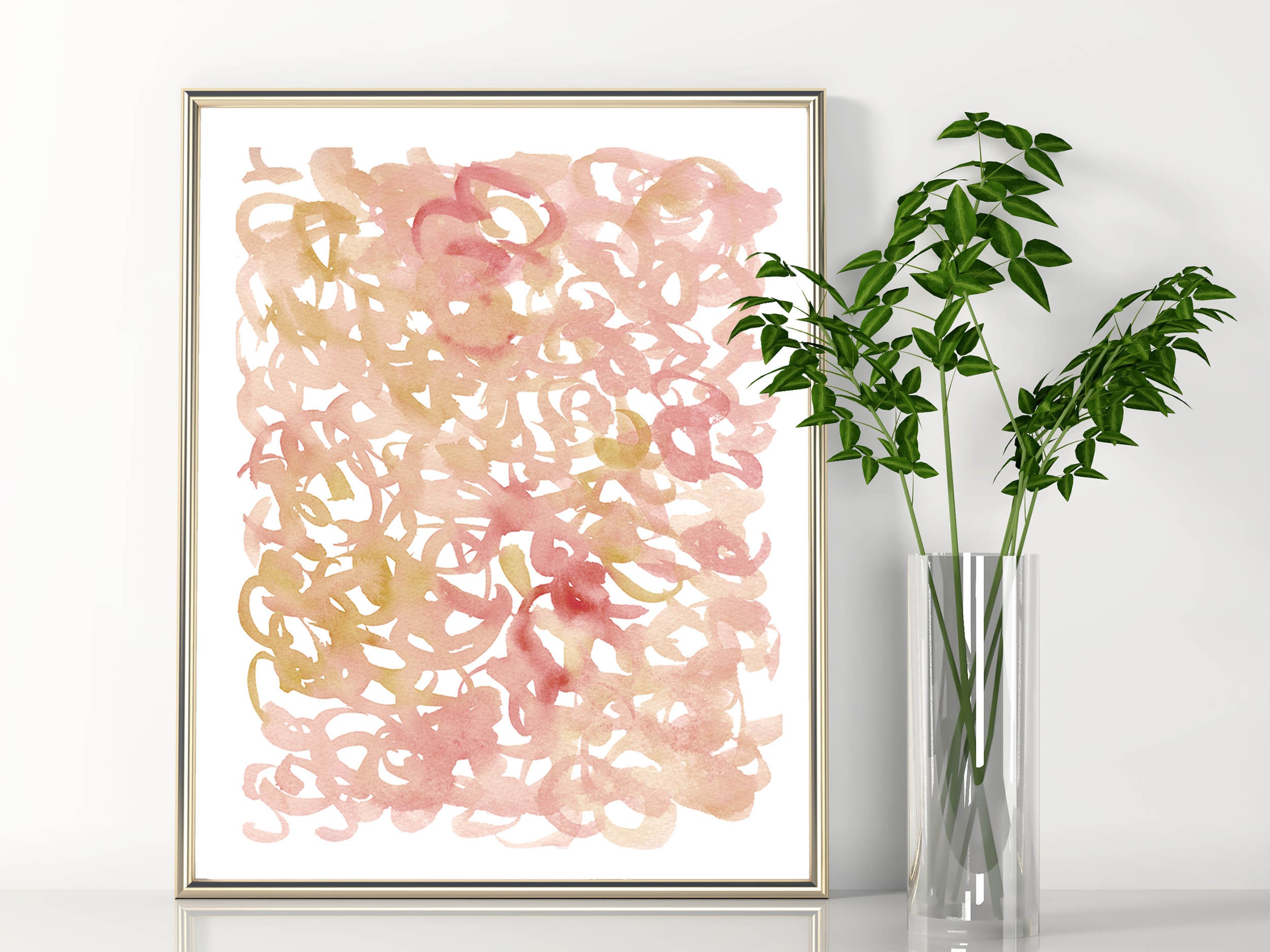 Abstract Blush Print Watercolor Brush Strokes Printable Wall - Etsy