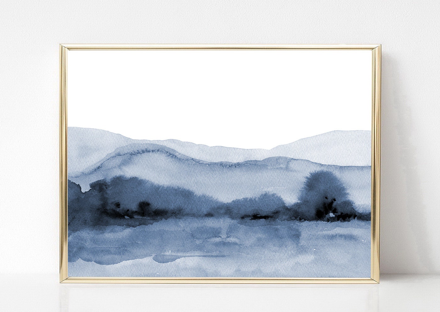 Abstract Blue Landscape Print Set of 4 Printable Indigo Navy - Etsy