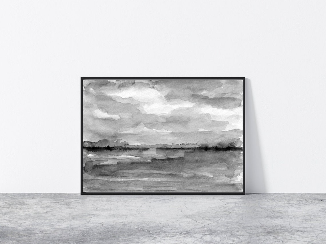 Black and White Abstract Landscape Print Instant Download DIY Printable ...