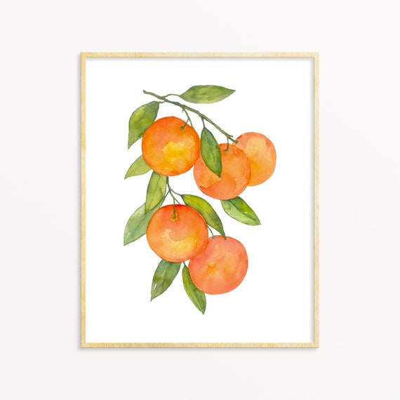 Watercolor Orange Print Fruit Kitchen Art Printable Citrus | Etsy