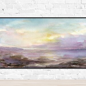Frame TV Art Sunset Ocean Sea Beach Watercolor Landscape Abstract Art ...