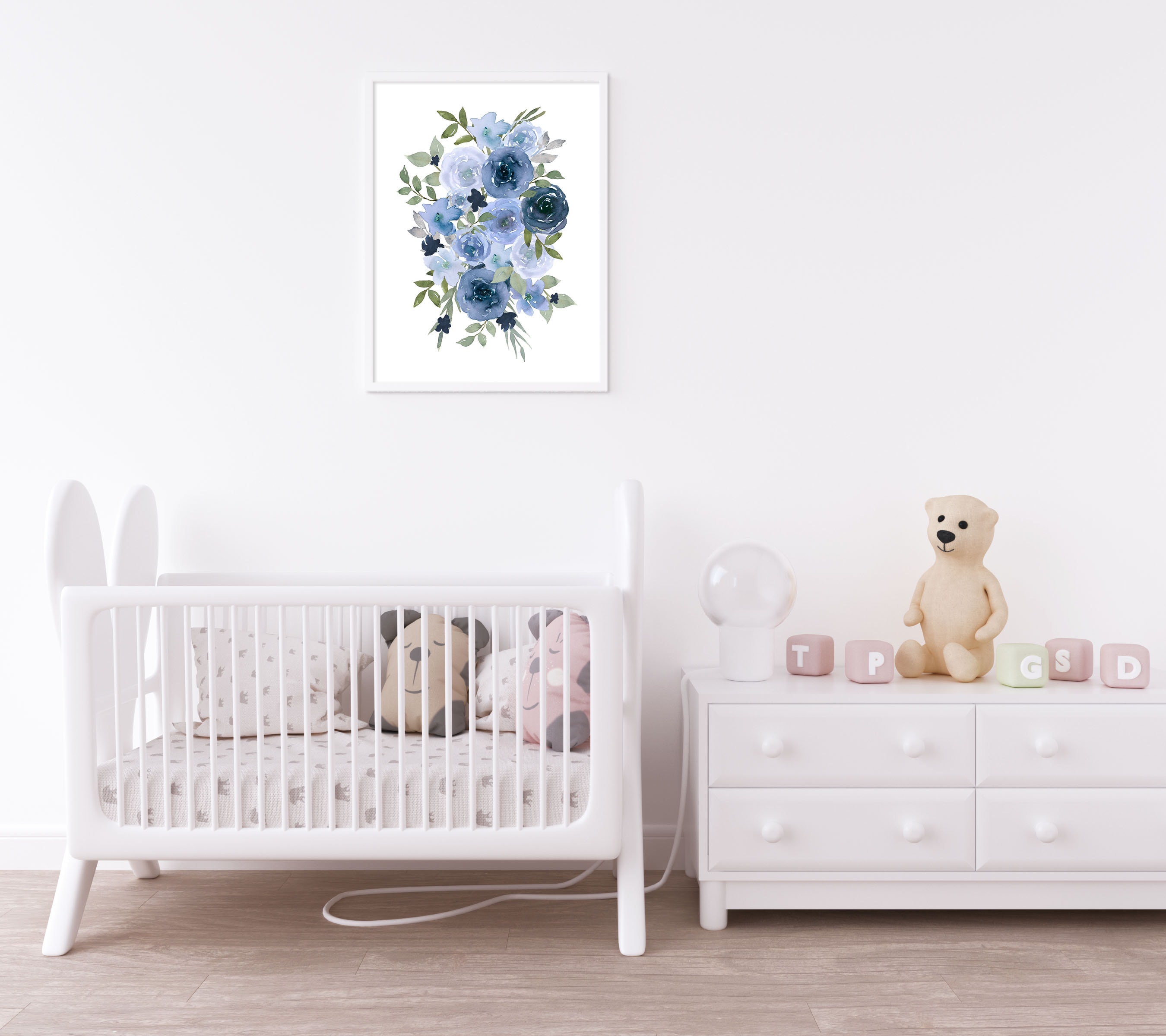 Blue Rose Bouquet Flower Printable Art Instant Download Floral Print ...