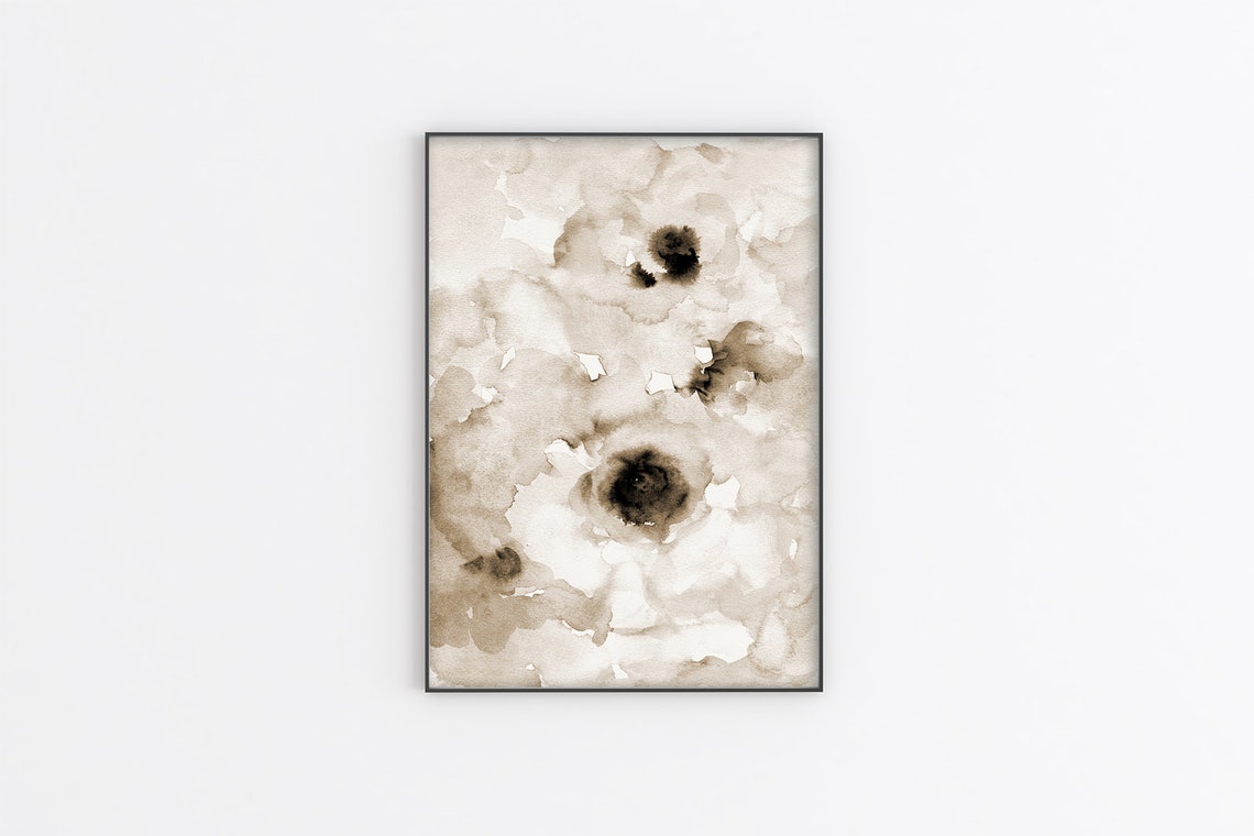 Sepia Abstract Flower Printable Wall Art Instant Download DIY - Etsy