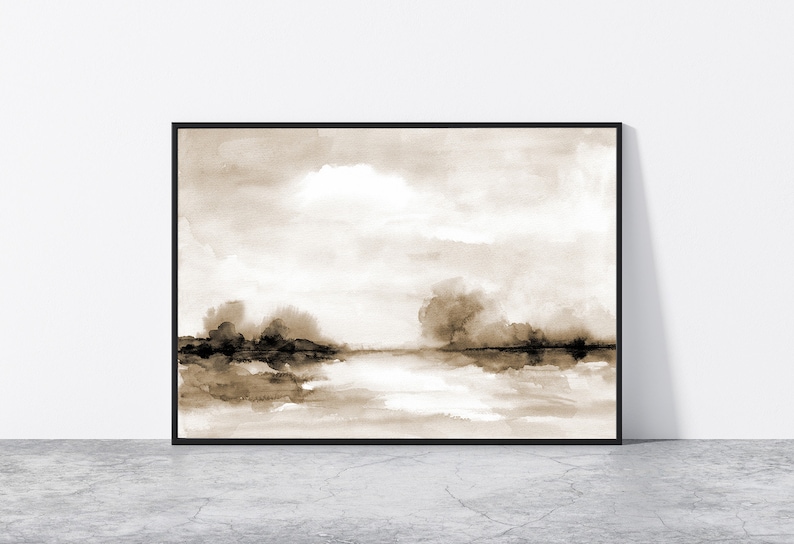 Sepia Landscape Print Minimal Abstract Landscape Printable - Etsy