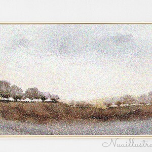 Green Tree Landscape Printable Wall Art Abstract Pointillist Dots ...