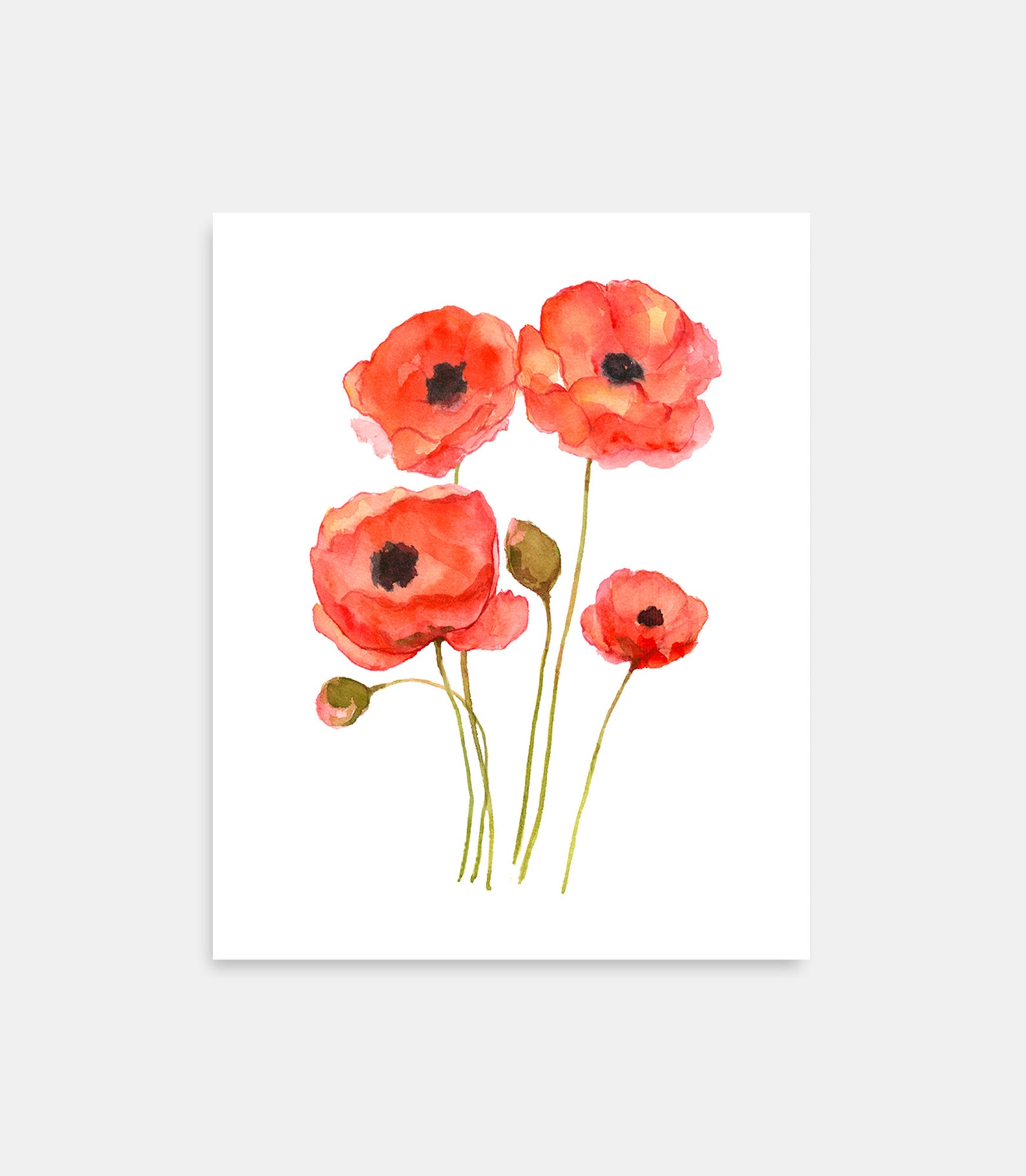 Poppy Flower Print Printable Wall Art Instant Download DIY - Etsy