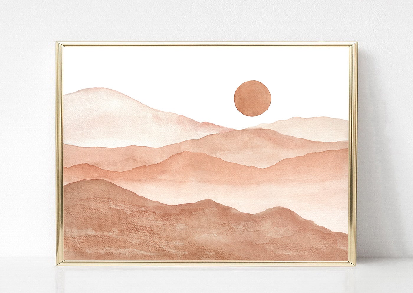 Boho Mountain Sun Landscape Print Digital Download DIY Poster - Etsy