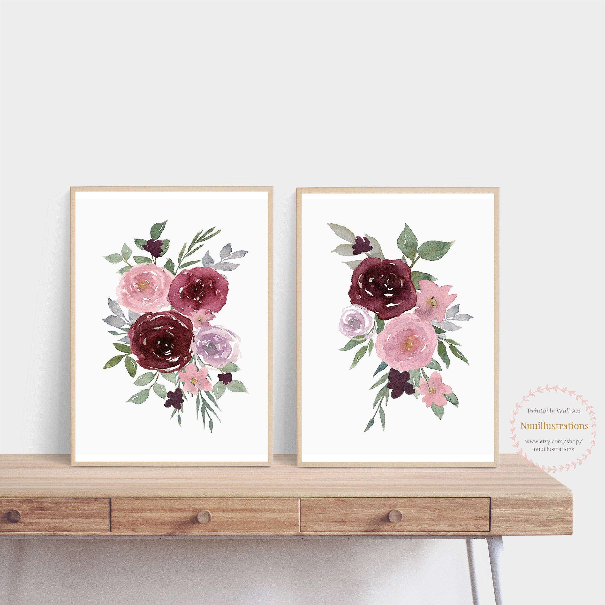 Burgundy Red Rose Flower Printable Art Instant Download Floral - Etsy