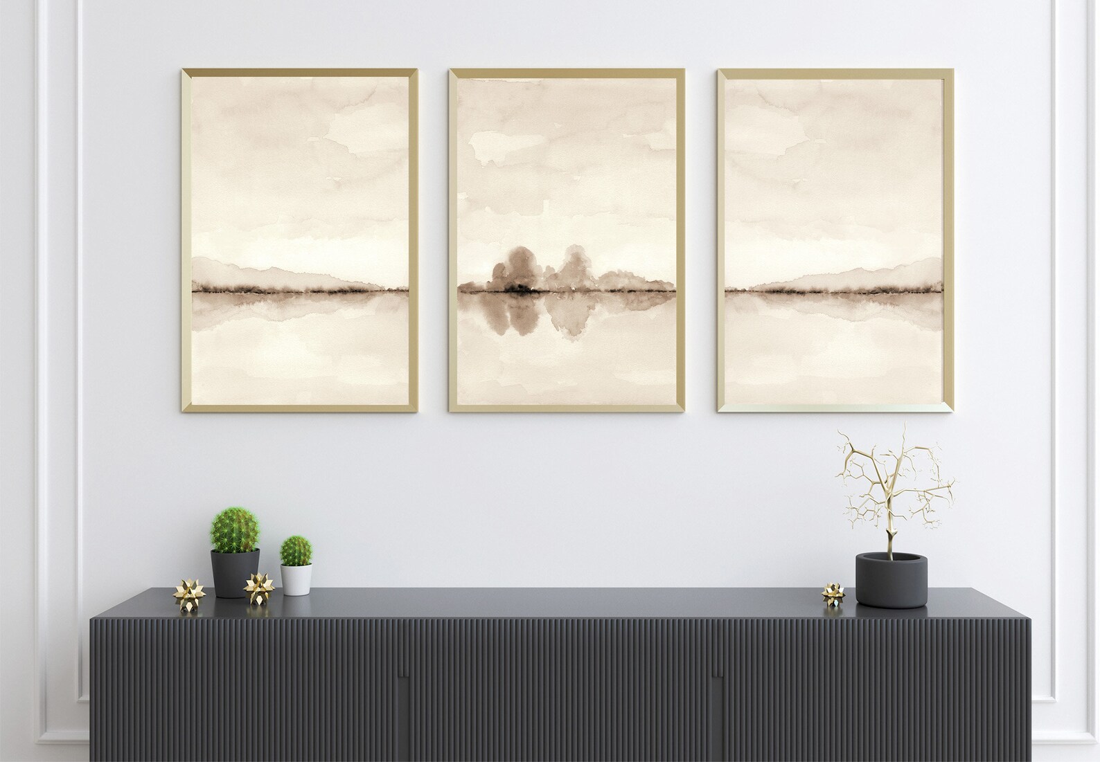 Sepia Landscape Print Set of 3 Minimal Abstract Instant | Etsy