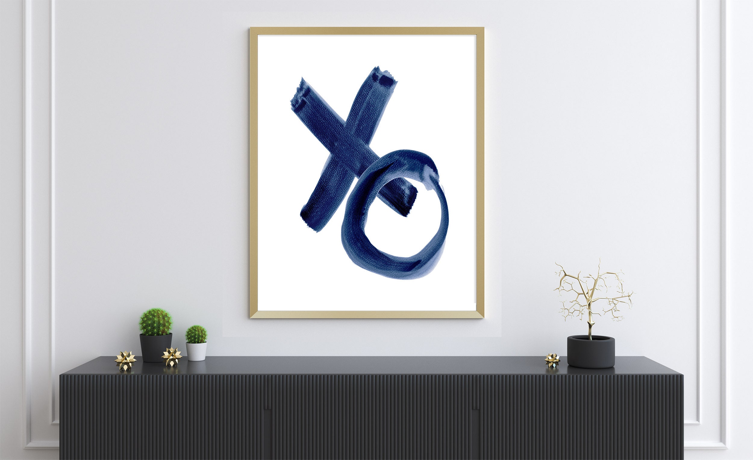 XO Print Watercolor Brush Strokes Blue Printable Wall Art - Etsy