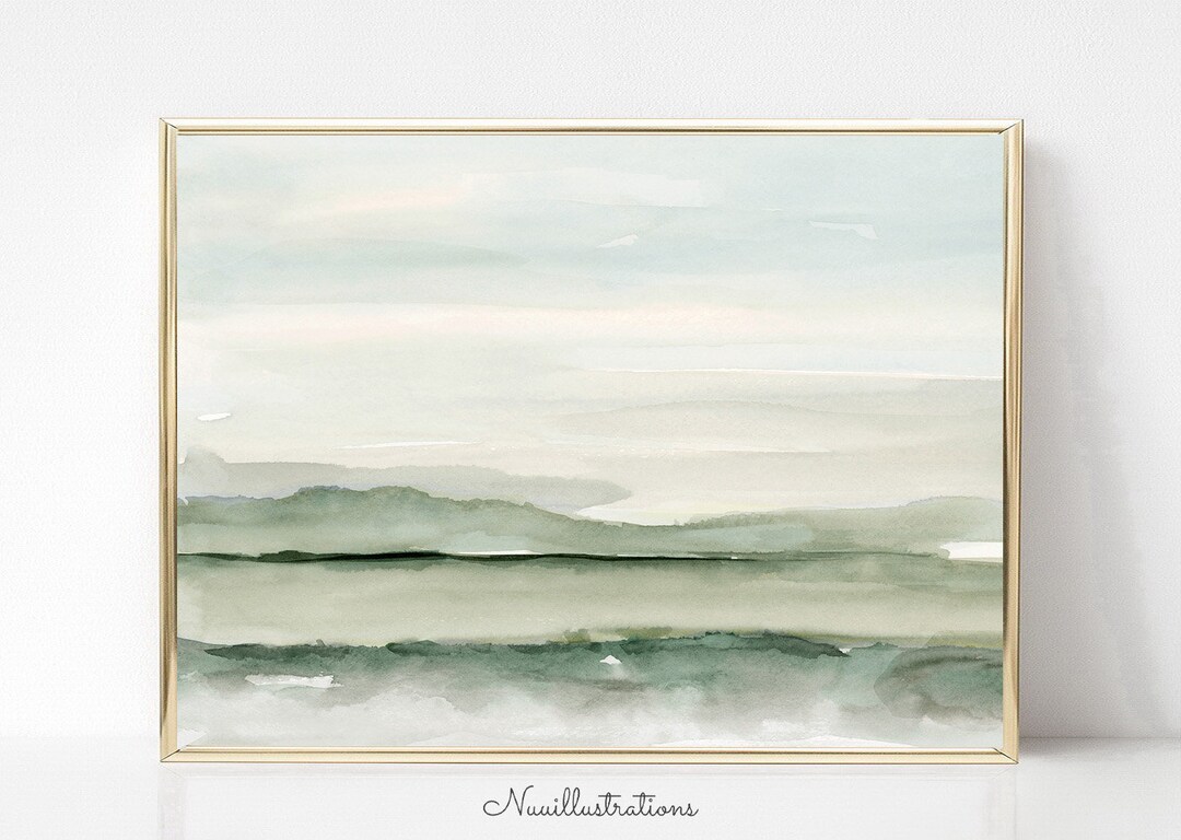 Green Abstract Landscape Printable Wall Art Minimal Art - Etsy