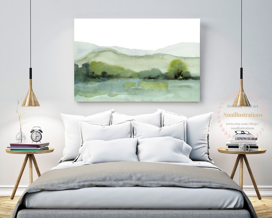 Large Neutral Green Landscape Print Minimal Abstract Instant - Etsy