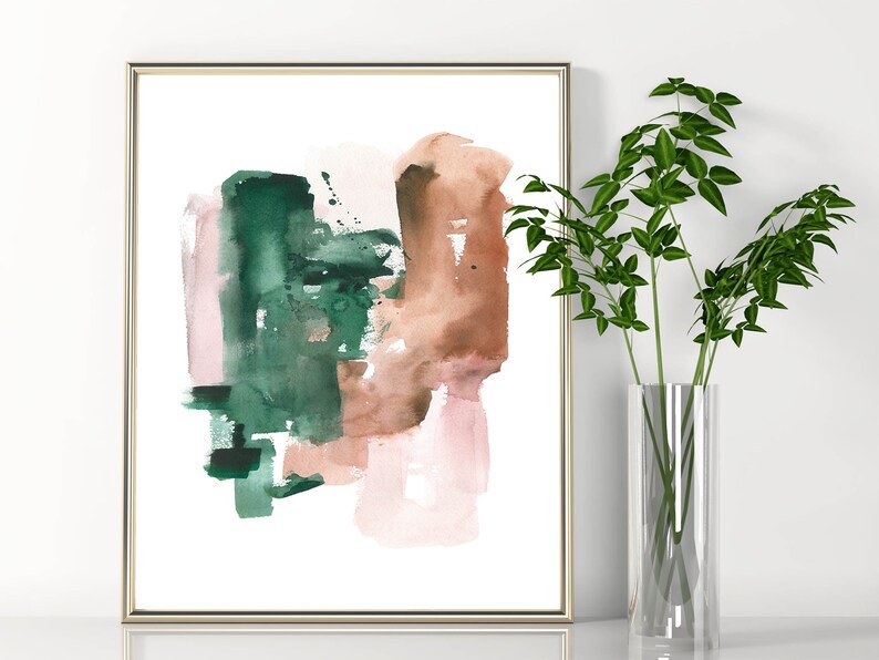 Green Abstract Print Printable Wall Art Abstract Watercolor - Etsy