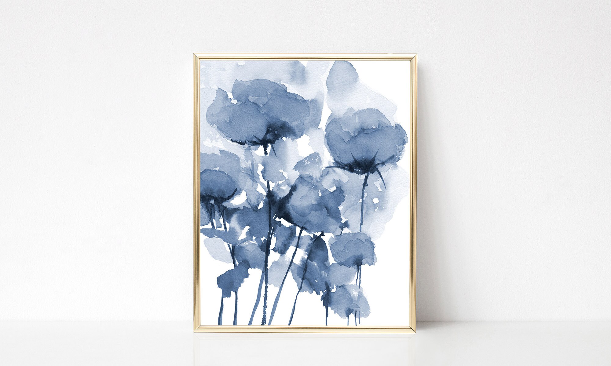 Abstract Blue Flower Printable Wall Art Flower Print Floral - Etsy