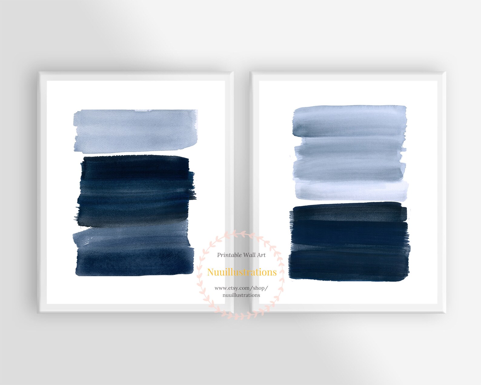 Abstract Blue Watercolor Print Printable Wall Art Set of 2 Instant ...