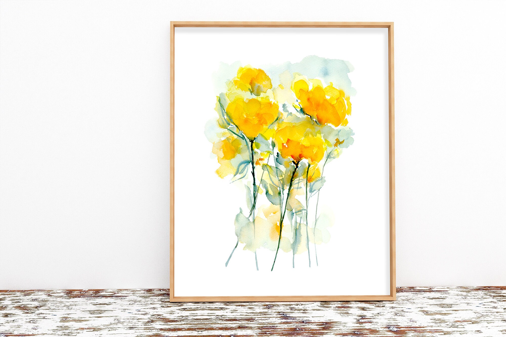 Abstract Yellow Flower Print Instant Download Wall Art DIY - Etsy