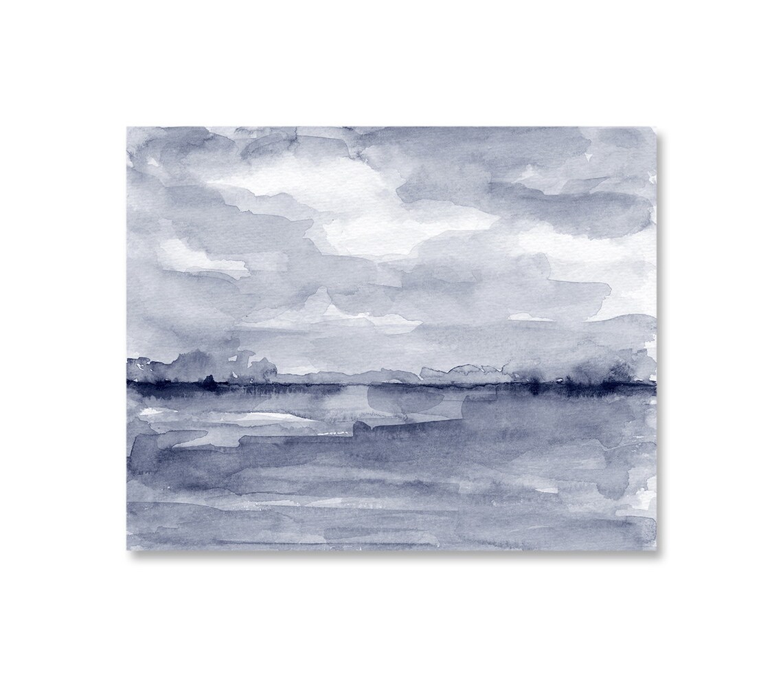 Indigo Abstract Landscape Print Instant Download DIY Printable - Etsy