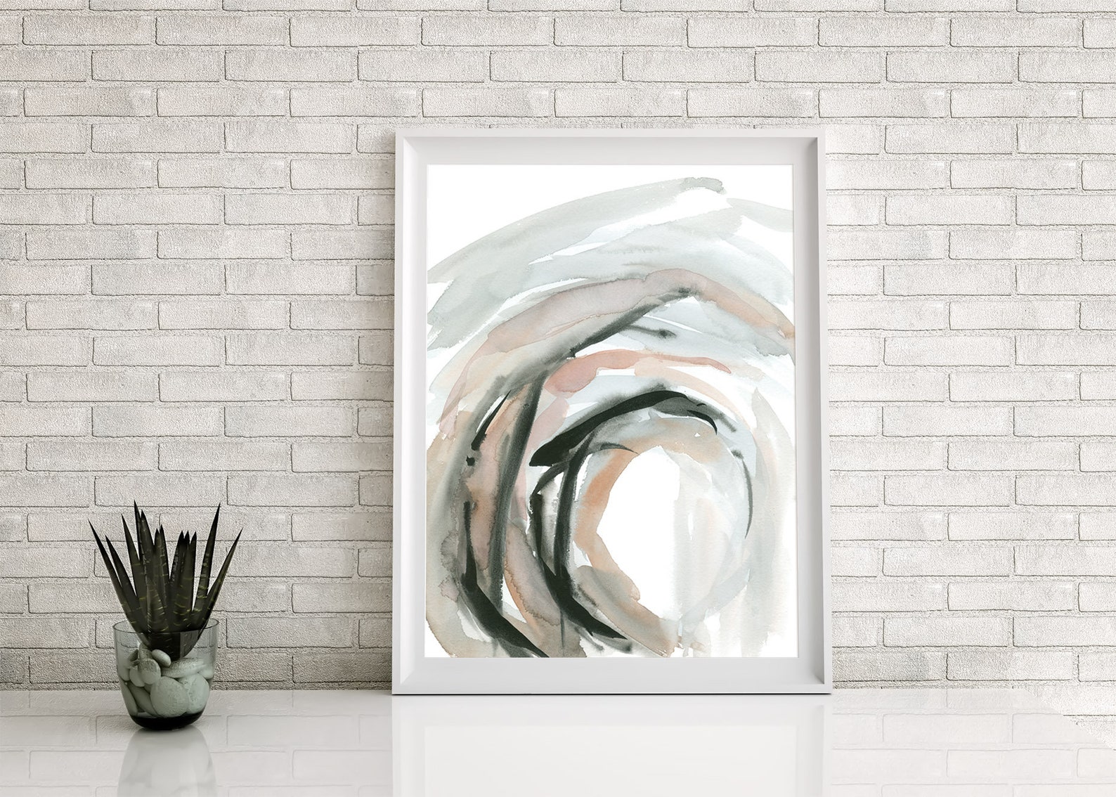 Neutral Circle Abstract Wall Art Print Printable Instant - Etsy