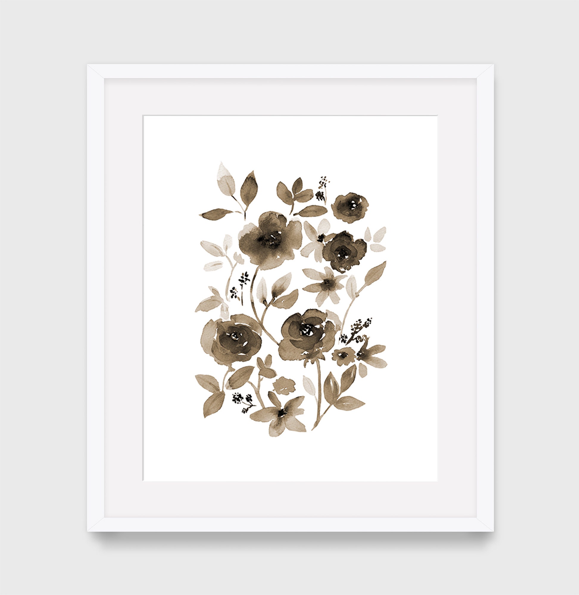 Neutral Flower Print Printable Wall Art Abstract Floral - Etsy UK