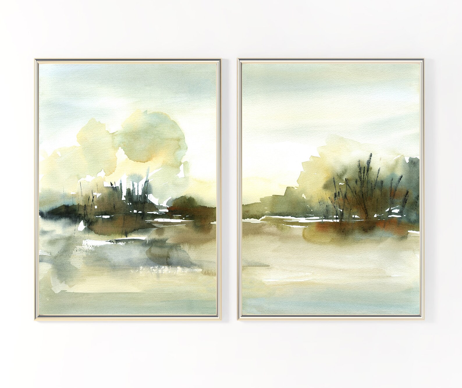 Neutral Landscape Print Set of 2 Printable Wall Art Minimal | Etsy
