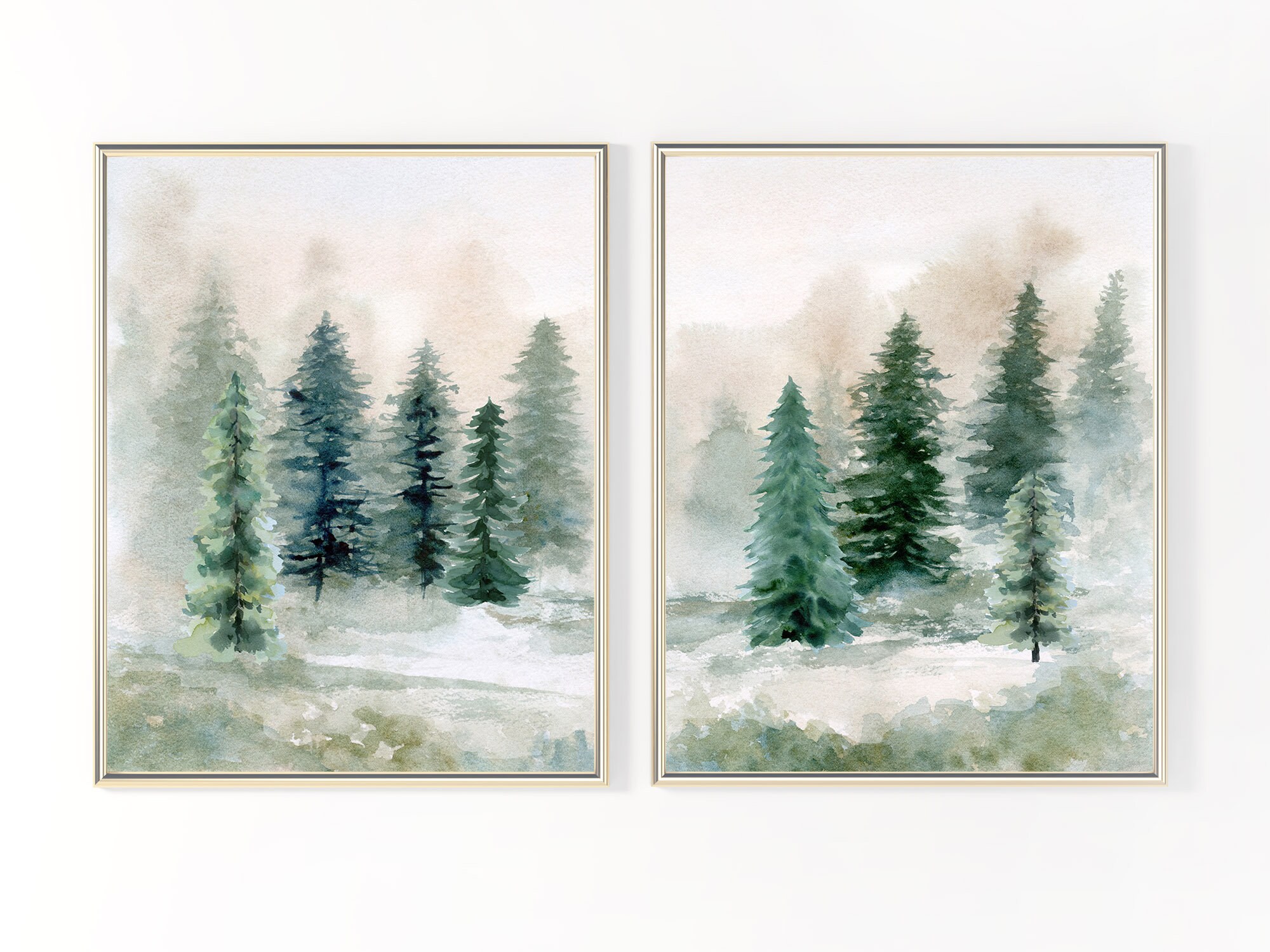 Pine Tree Print Set of 2 Printable Wall Art Instant Download - Etsy