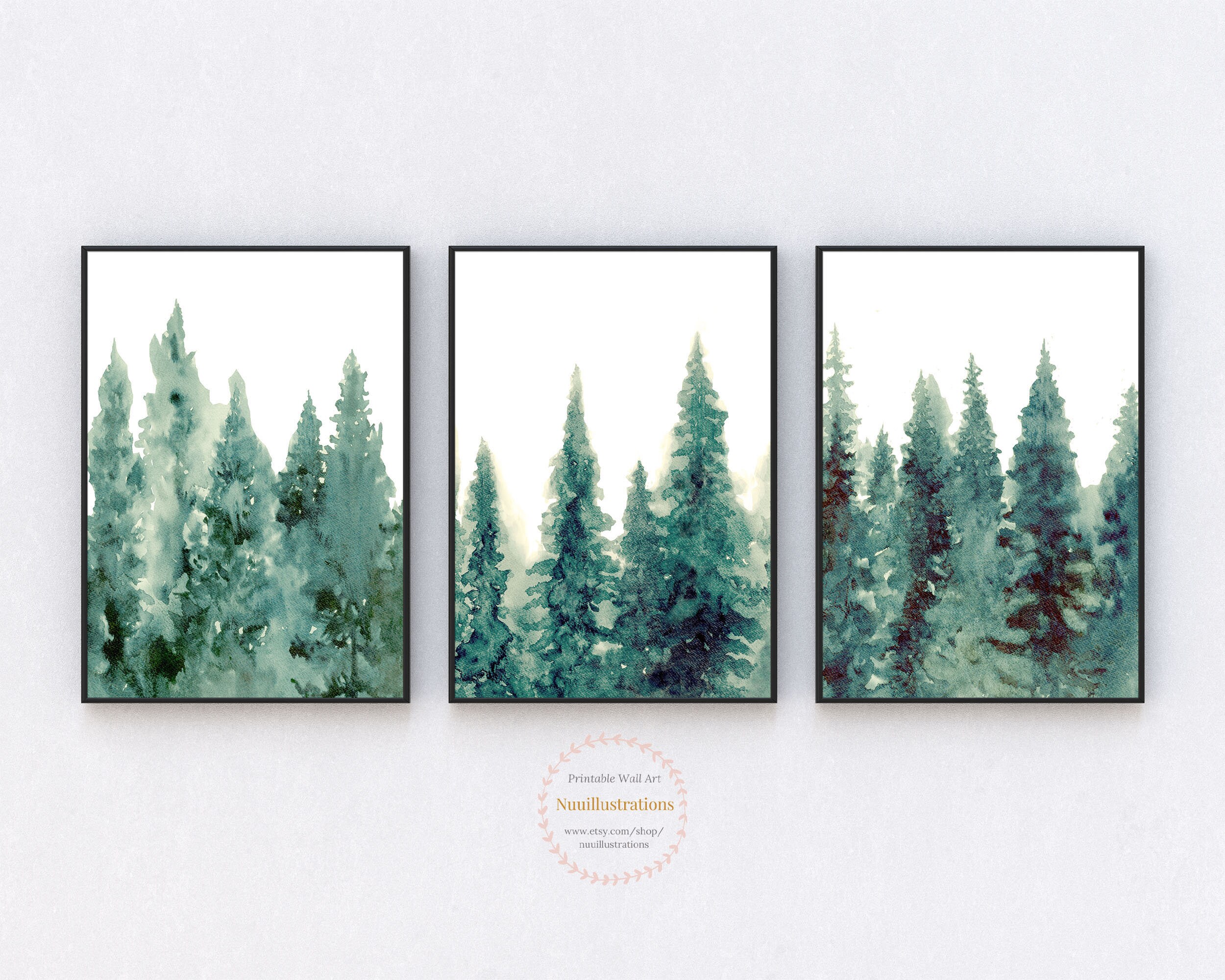 Pine Tree Printable Wall Art Instant Download Print Watercolor - Etsy
