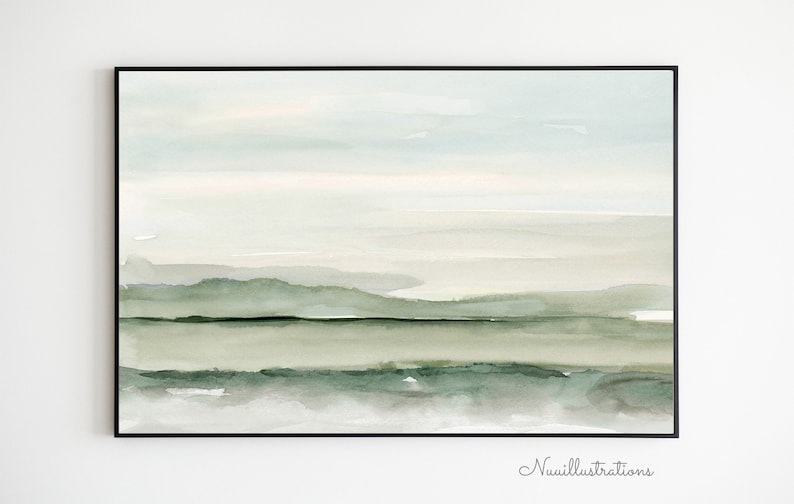 Green Abstract Landscape Printable Wall Art Minimal Art - Etsy