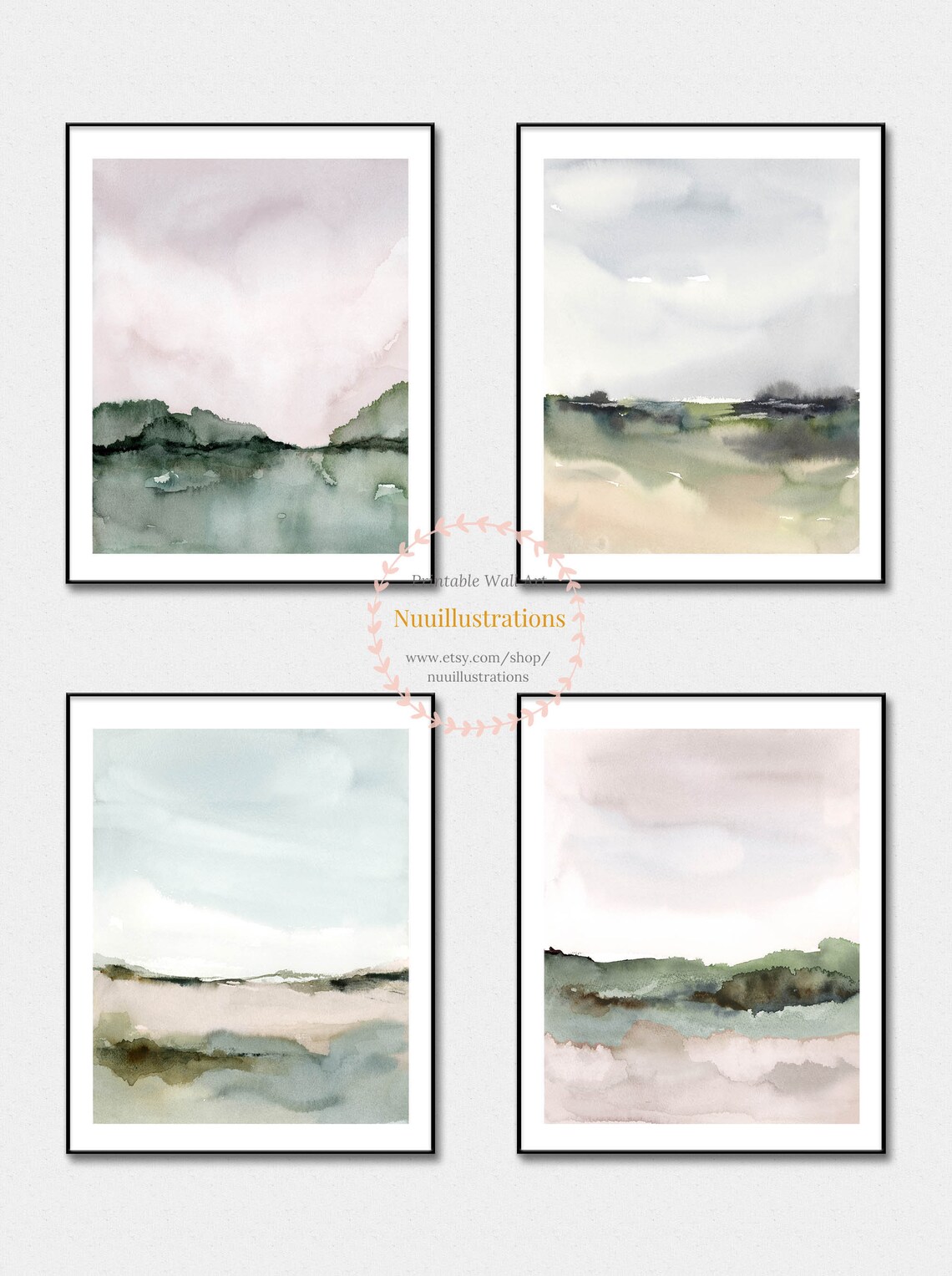 Abstract Landscape Print Set of 4 Printable Wall Art - Etsy