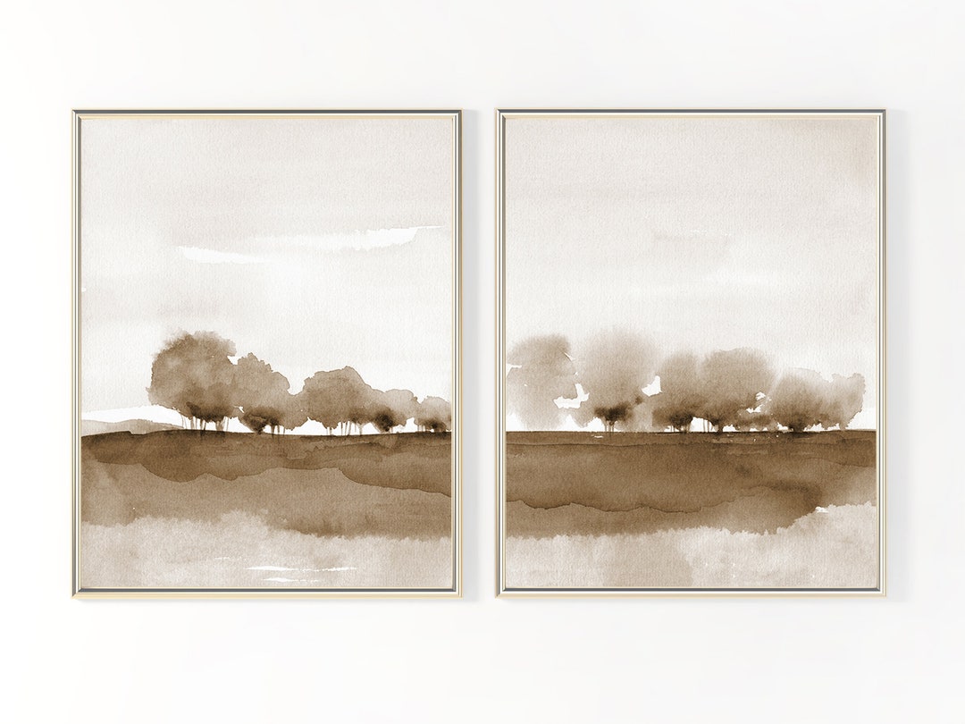 Tree Landscape Print Printable Wall Art Set Minimal Abstract - Etsy
