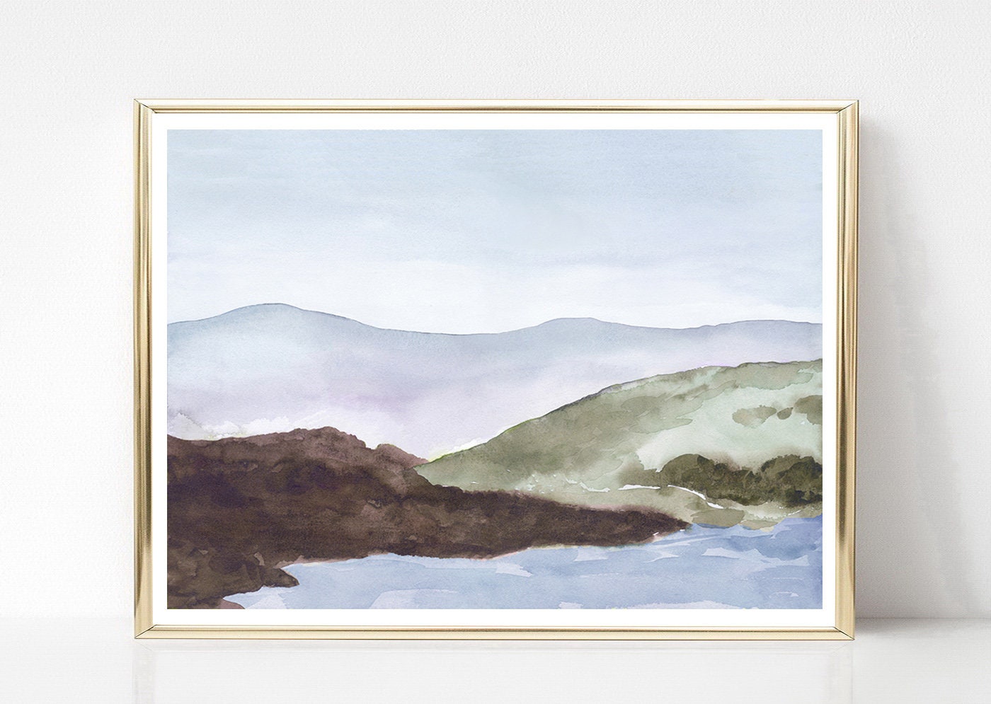 Blue Mountain Landscape Print Watercolor Printable Wall Art Abstract ...